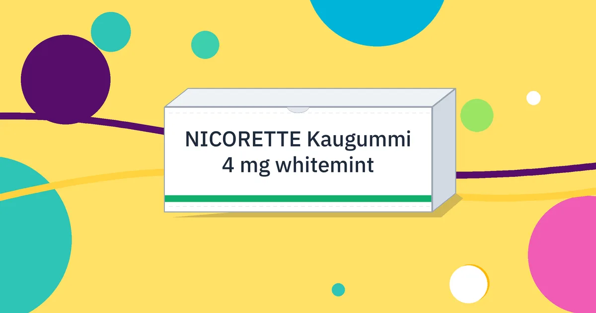 Symbolbild: Packung mit der Aufschrift NICORETTE Kaugummi 4 mg whitemint (PZN 07353635) – Verfügbarkeit und Bezug in Apotheken in Frankfurt am Main