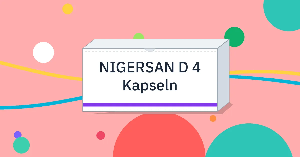 Symbolbild: Packung mit der Aufschrift NIGERSAN D 4 Kapseln (PZN 04383191) – Verfügbarkeit und Bezug in Apotheken in Frankfurt am Main