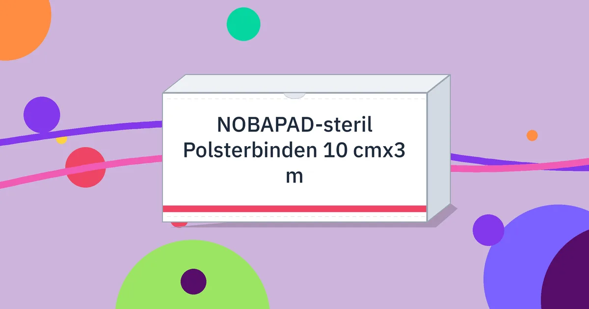 Symbolbild: Packung mit der Aufschrift NOBAPAD-steril Polsterbinden 10 cmx3 m (PZN 07198755) – Verfügbarkeit und Bezug in Apotheken in Frankfurt am Main