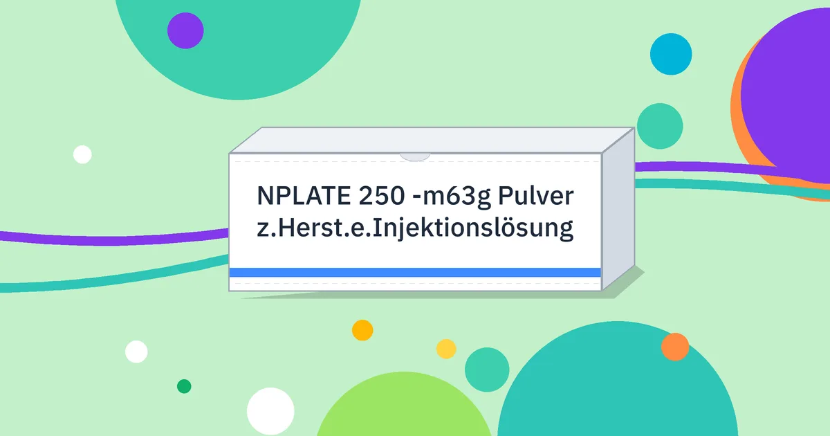Symbolbild: Packung mit der Aufschrift NPLATE 250 -m63g Pulver z.Herst.e.Injektionslösung (PZN 06648759) – Verfügbarkeit und Bezug in Apotheken in Frankfurt am Main