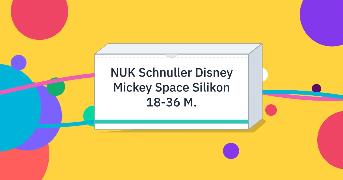 Symbolbild: Packung mit der Aufschrift NUK Schnuller Disney Mickey Space Silikon 18-36 M. (PZN 17442423) – Verfügbarkeit und Bezug in Apotheken in Frankfurt am Main