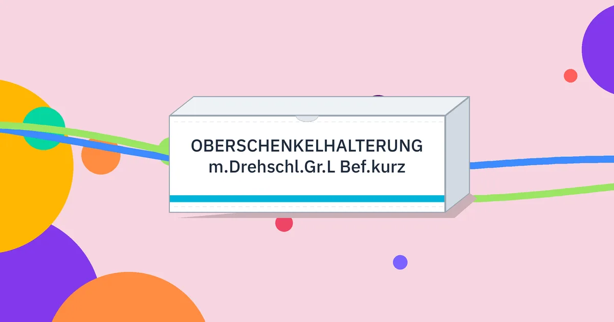 Symbolbild: Packung mit der Aufschrift OBERSCHENKELHALTERUNG m.Drehschl.Gr.L Bef.kurz (PZN 11575063) – Verfügbarkeit und Bezug in Apotheken in Frankfurt am Main