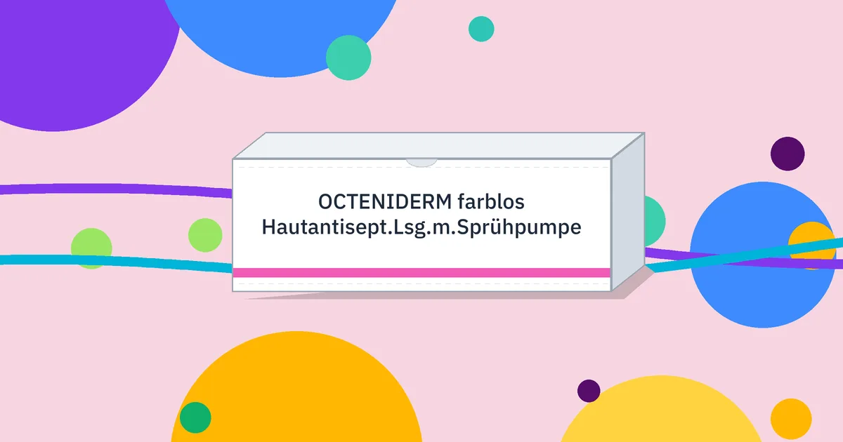 Symbolbild: Packung mit der Aufschrift OCTENIDERM farblos Hautantisept.Lsg.m.Sprühpumpe (PZN 03673202) – Verfügbarkeit und Bezug in Apotheken in Frankfurt am Main