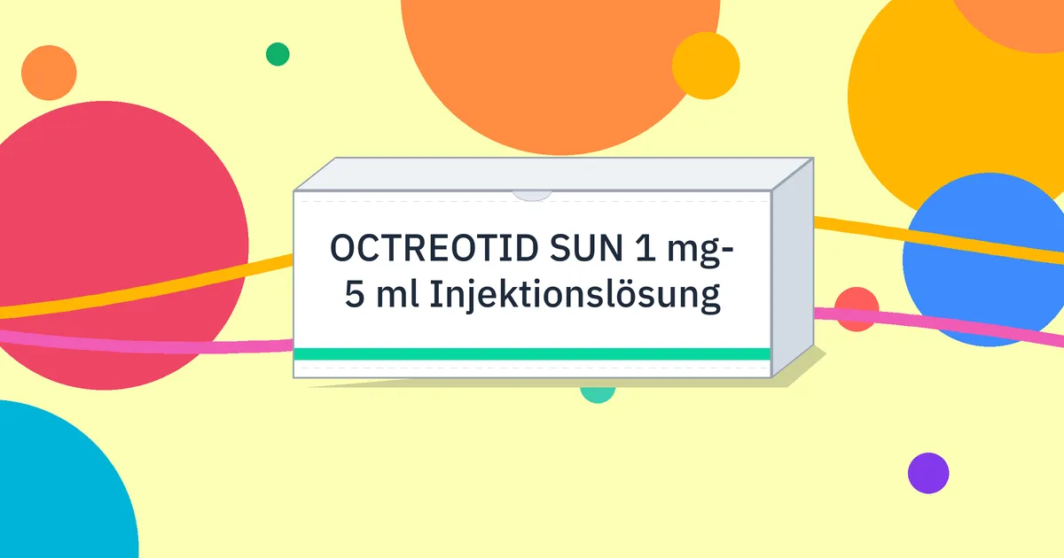 Symbolbild: Packung mit der Aufschrift OCTREOTID SUN 1 mg-5 ml Injektionslösung (PZN 09425215) – Verfügbarkeit und Bezug in Apotheken in Frankfurt am Main