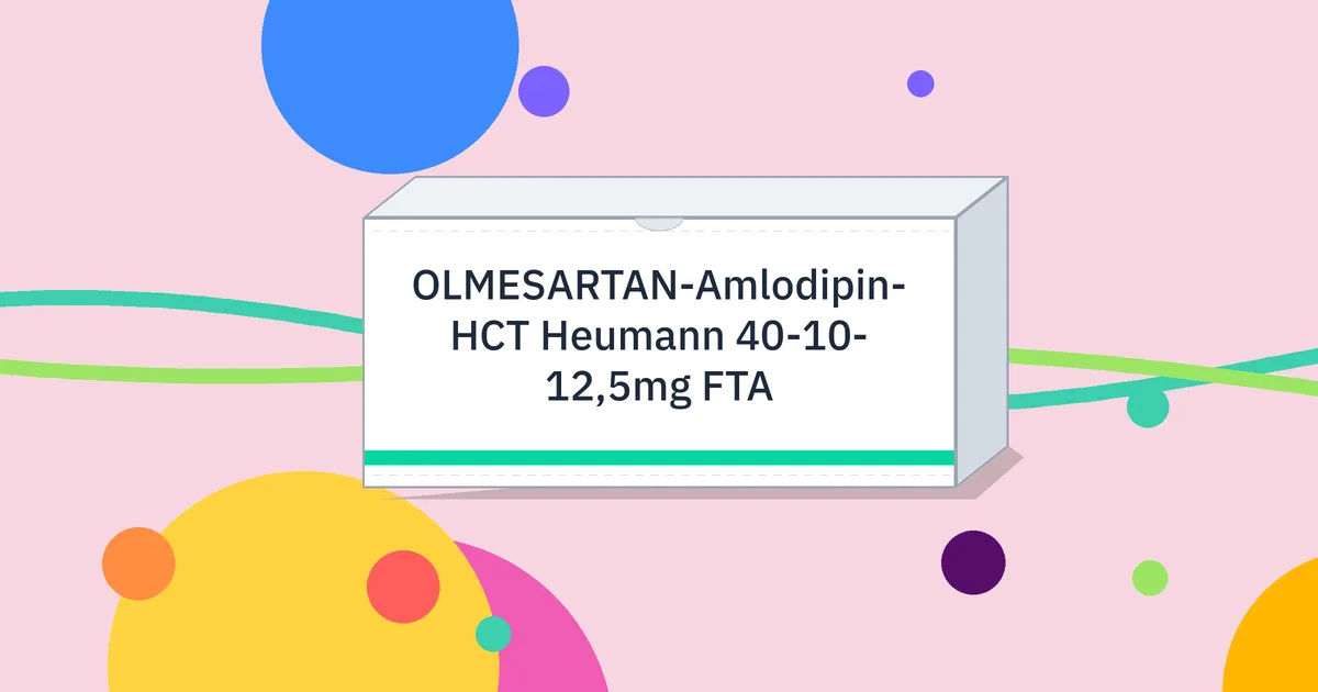 Symbolbild: Packung mit der Aufschrift OLMESARTAN-Amlodipin-HCT Heumann 40-10-12,5mg FTA (PZN 15580434) – Verfügbarkeit und Bezug in Apotheken in Frankfurt am Main
