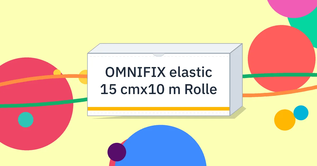 Symbolbild: Packung mit der Aufschrift OMNIFIX elastic 15 cmx10 m Rolle (PZN 17215294) – Verfügbarkeit und Bezug in Apotheken in Frankfurt am Main