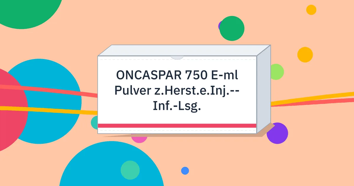 Symbolbild: Packung mit der Aufschrift ONCASPAR 750 E-ml Pulver z.Herst.e.Inj.--Inf.-Lsg. (PZN 13850958) – Verfügbarkeit und Bezug in Apotheken in Frankfurt am Main
