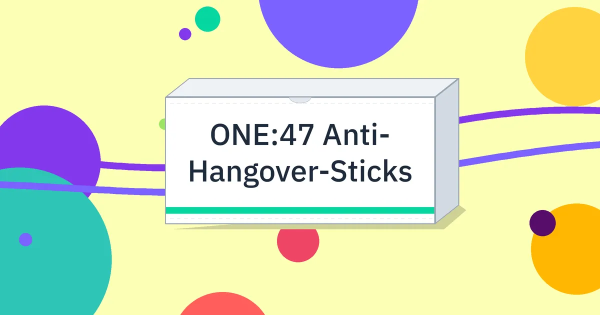 Symbolbild: Packung mit der Aufschrift ONE:47 Anti-Hangover-Sticks (PZN 14382554) – Verfügbarkeit und Bezug in Apotheken in Frankfurt am Main