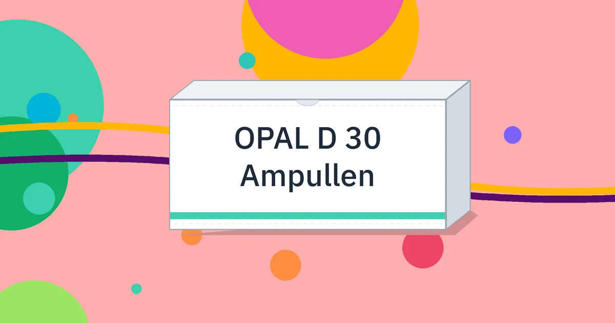 Symbolbild: Packung mit der Aufschrift OPAL D 30 Ampullen (PZN 00436588) – Verfügbarkeit und Bezug in Apotheken in Frankfurt am Main