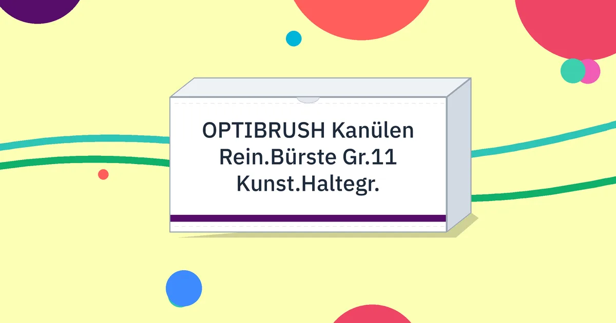Symbolbild: Packung mit der Aufschrift OPTIBRUSH Kanülen Rein.Bürste Gr.11 Kunst.Haltegr. (PZN 11132331) – Verfügbarkeit und Bezug in Apotheken in Frankfurt am Main