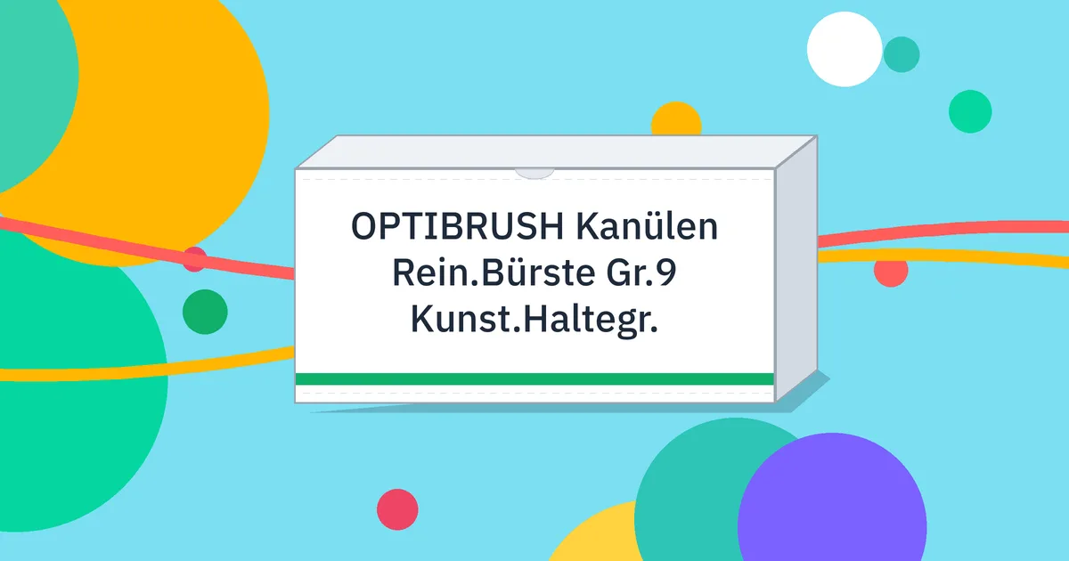 Symbolbild: Packung mit der Aufschrift OPTIBRUSH Kanülen Rein.Bürste Gr.9 Kunst.Haltegr. (PZN 11132302) – Verfügbarkeit und Bezug in Apotheken in Frankfurt am Main