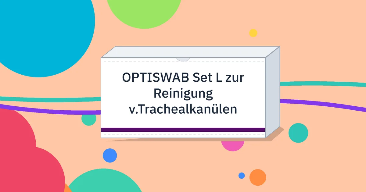 Symbolbild: Packung mit der Aufschrift OPTISWAB Set L zur Reinigung v.Trachealkanülen (PZN 18121833) – Verfügbarkeit und Bezug in Apotheken in Frankfurt am Main