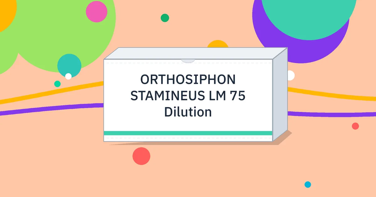 Symbolbild: Packung mit der Aufschrift ORTHOSIPHON STAMINEUS LM 75 Dilution (PZN 13628289) – Verfügbarkeit und Bezug in Apotheken in Frankfurt am Main