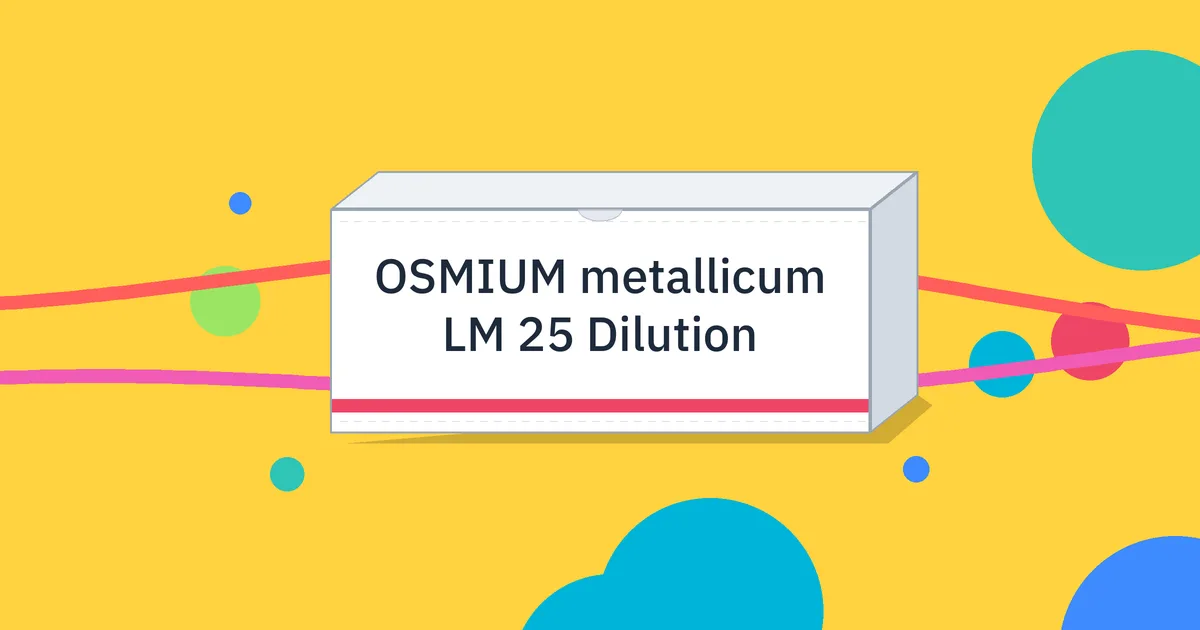 Symbolbild: Packung mit der Aufschrift OSMIUM metallicum LM 25 Dilution (PZN 12974150) – Verfügbarkeit und Bezug in Apotheken in Frankfurt am Main