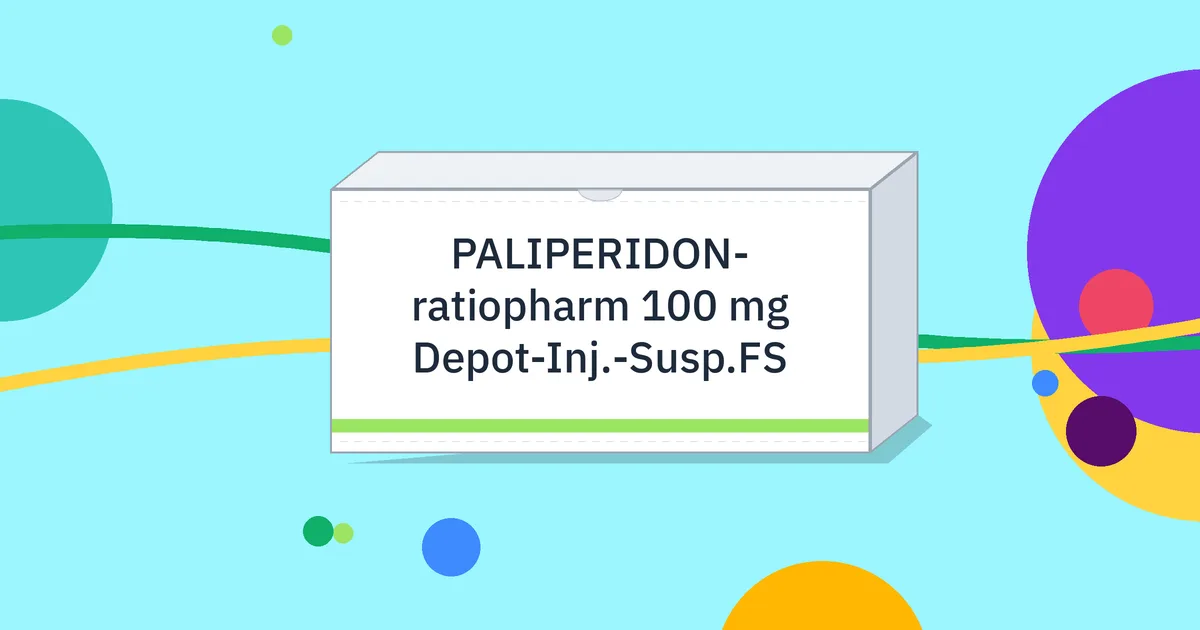 Symbolbild: Packung mit der Aufschrift PALIPERIDON-ratiopharm 100 mg Depot-Inj.-Susp.FS (PZN 17639433) – Verfügbarkeit und Bezug in Apotheken in Frankfurt am Main