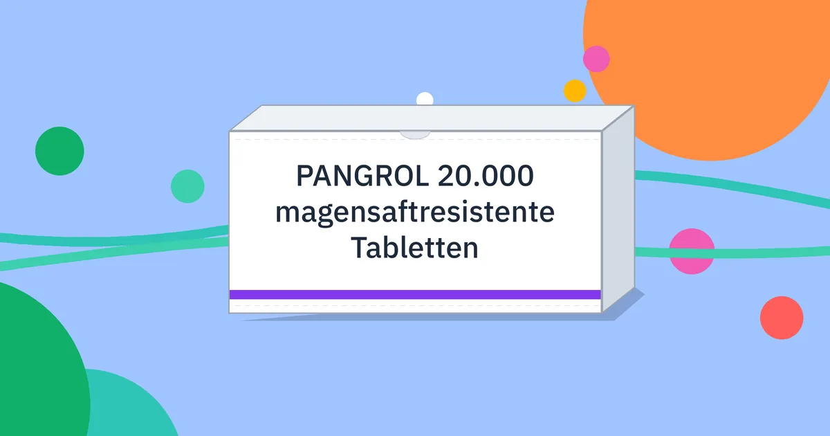 Symbolbild: Packung mit der Aufschrift PANGROL 20.000 magensaftresistente Tabletten (PZN 06160561) – Verfügbarkeit und Bezug in Apotheken in Frankfurt am Main