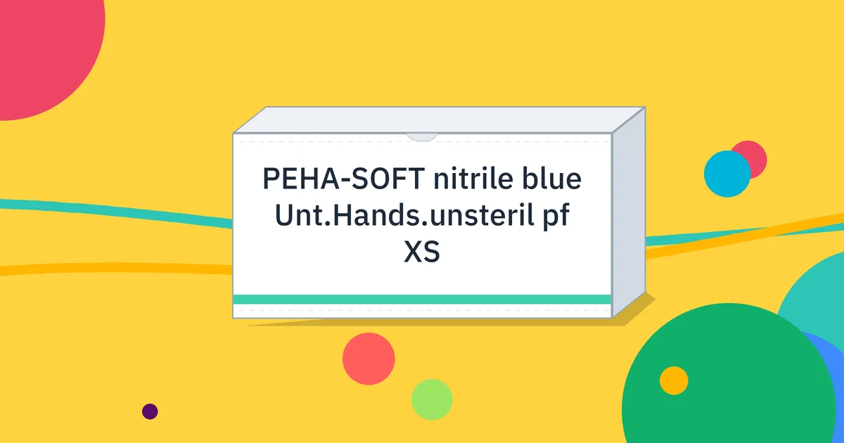 Symbolbild: Packung mit der Aufschrift PEHA-SOFT nitrile blue Unt.Hands.unsteril pf XS (PZN 18787354) – Verfügbarkeit und Bezug in Apotheken in Frankfurt am Main