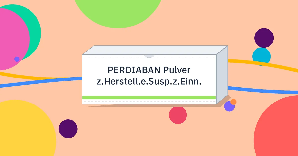 Symbolbild: Packung mit der Aufschrift PERDIABAN Pulver z.Herstell.e.Susp.z.Einn. (PZN 18110172) – Verfügbarkeit und Bezug in Apotheken in Frankfurt am Main