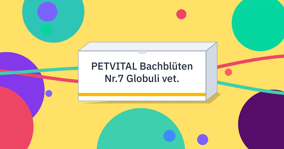 Symbolbild: Packung mit der Aufschrift PETVITAL Bachblüten Nr.7 Globuli vet. (PZN 10528618) – Verfügbarkeit und Bezug in Apotheken in Frankfurt am Main