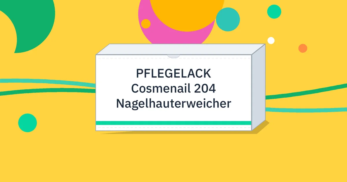Symbolbild: Packung mit der Aufschrift PFLEGELACK Cosmenail 204 Nagelhauterweicher (PZN 11688560) – Verfügbarkeit und Bezug in Apotheken in Frankfurt am Main