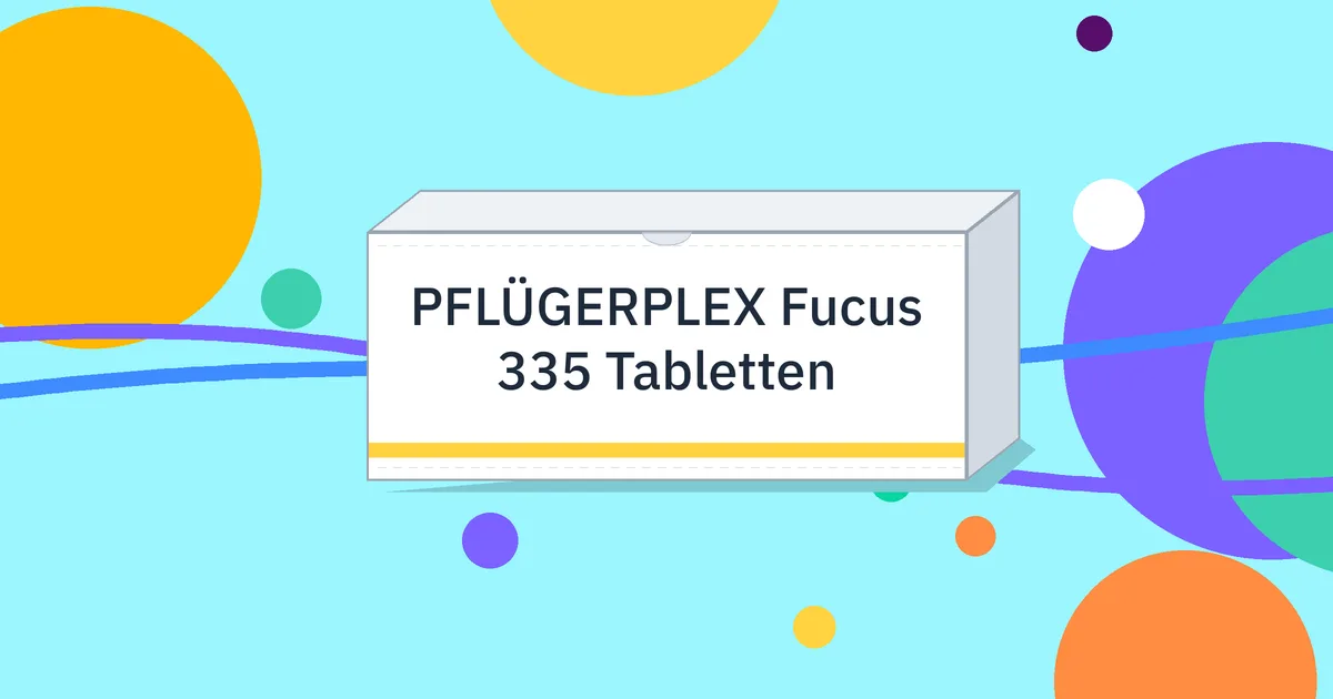 Symbolbild: Packung mit der Aufschrift PFLÜGERPLEX Fucus 335 Tabletten (PZN 04407023) – Verfügbarkeit und Bezug in Apotheken in Frankfurt am Main