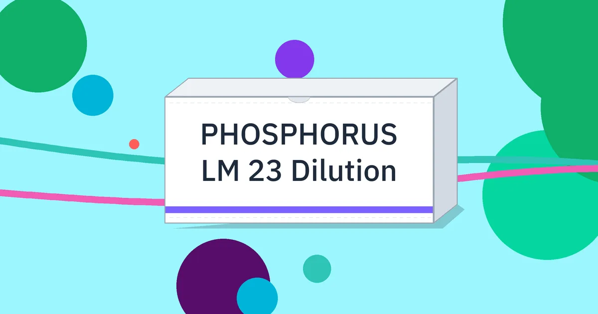 Symbolbild: Packung mit der Aufschrift PHOSPHORUS LM 23 Dilution (PZN 13034130) – Verfügbarkeit und Bezug in Apotheken in Frankfurt am Main