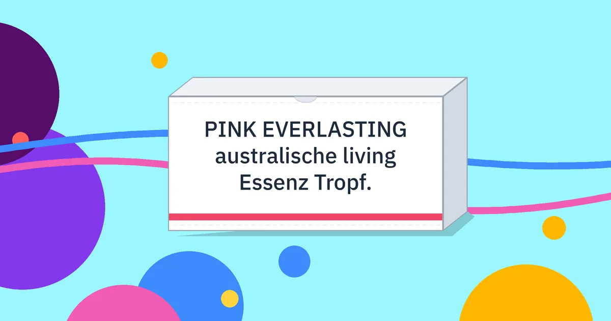 Symbolbild: Packung mit der Aufschrift PINK EVERLASTING australische living Essenz Tropf. (PZN 05010368) – Verfügbarkeit und Bezug in Apotheken in Frankfurt am Main