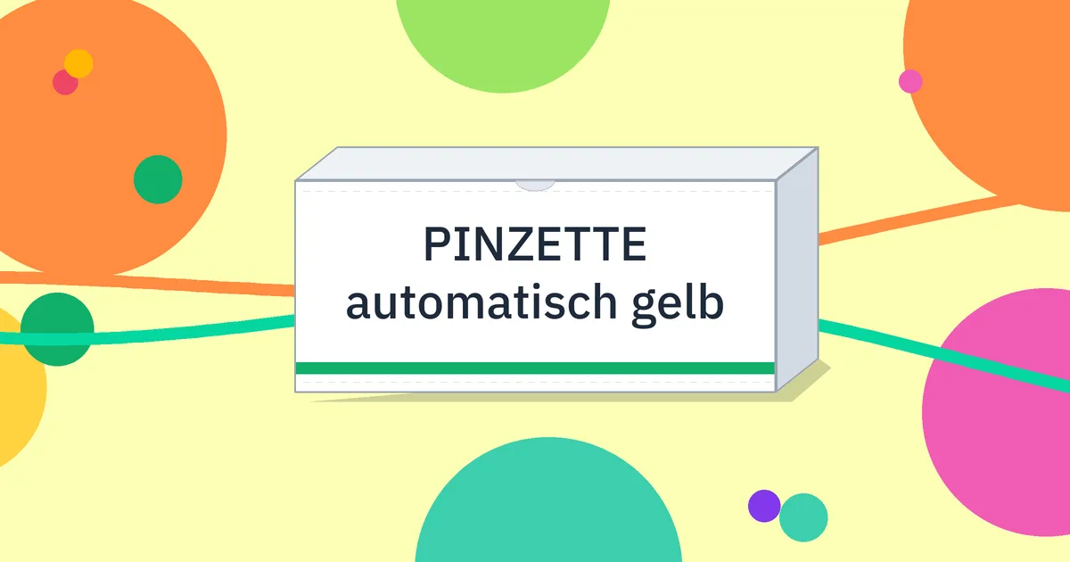 Symbolbild: Packung mit der Aufschrift PINZETTE automatisch gelb (PZN 01517567) – Verfügbarkeit und Bezug in Apotheken in Frankfurt am Main