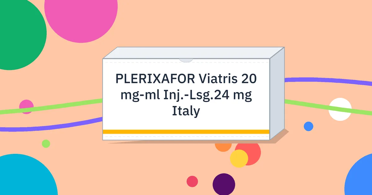 Symbolbild: Packung mit der Aufschrift PLERIXAFOR Viatris 20 mg-ml Inj.-Lsg.24 mg Italy (PZN 20936695) – Verfügbarkeit und Bezug in Apotheken in Frankfurt am Main