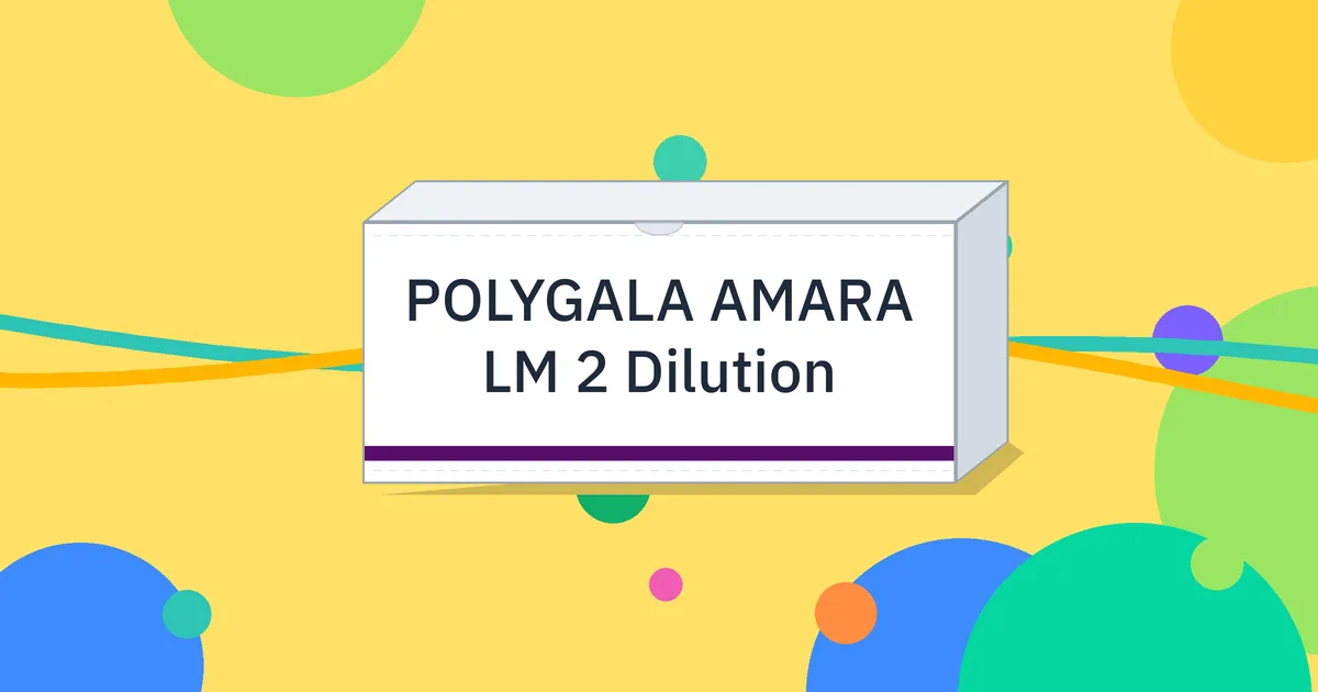 Symbolbild: Packung mit der Aufschrift POLYGALA AMARA LM 2 Dilution (PZN 13661358) – Verfügbarkeit und Bezug in Apotheken in Frankfurt am Main