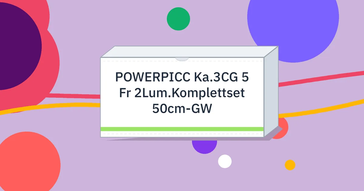 Symbolbild: Packung mit der Aufschrift POWERPICC Ka.3CG 5 Fr 2Lum.Komplettset 50cm-GW (PZN 12398634) – Verfügbarkeit und Bezug in Apotheken in Frankfurt am Main
