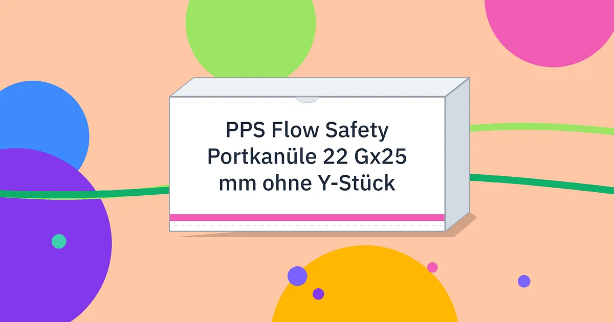 Symbolbild: Packung mit der Aufschrift PPS Flow Safety Portkanüle 22 Gx25 mm ohne Y-Stück (PZN 10073885) – Verfügbarkeit und Bezug in Apotheken in Frankfurt am Main