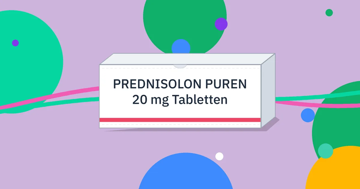 Symbolbild: Packung mit der Aufschrift PREDNISOLON PUREN 20 mg Tabletten (PZN 19824353) – Verfügbarkeit und Bezug in Apotheken in Frankfurt am Main