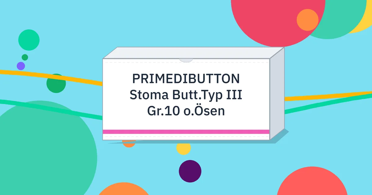 Symbolbild: Packung mit der Aufschrift PRIMEDIBUTTON Stoma Butt.Typ III Gr.10 o.Ösen (PZN 10791617) – Verfügbarkeit und Bezug in Apotheken in Frankfurt am Main
