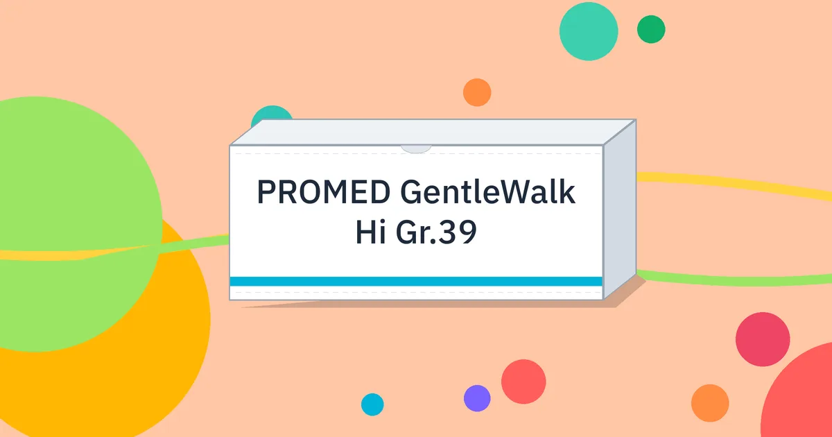 Symbolbild: Packung mit der Aufschrift PROMED GentleWalk Hi Gr.39 (PZN 07294281) – Verfügbarkeit und Bezug in Apotheken in Frankfurt am Main