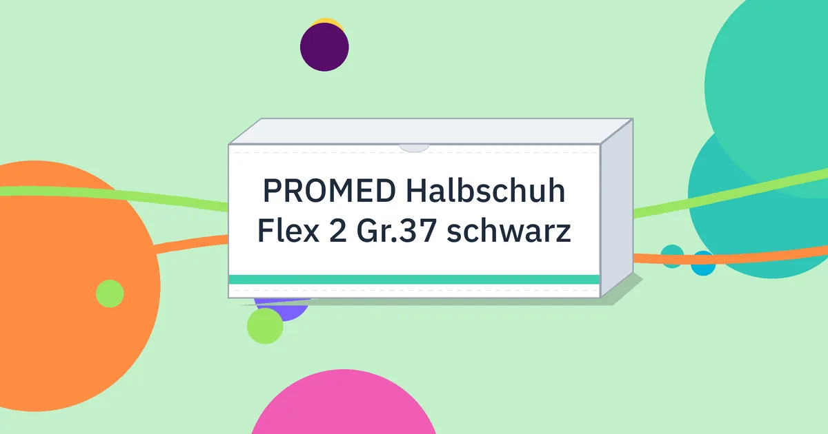 Symbolbild: Packung mit der Aufschrift PROMED Halbschuh Flex 2 Gr.37 schwarz (PZN 17918133) – Verfügbarkeit und Bezug in Apotheken in Frankfurt am Main