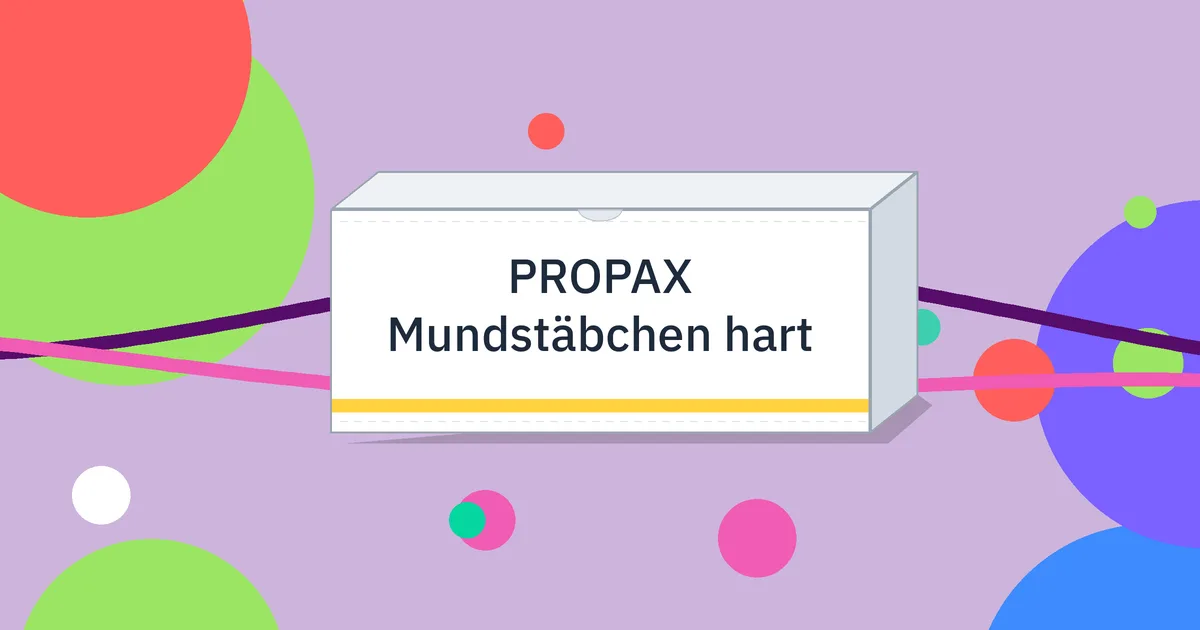 Symbolbild: Packung mit der Aufschrift PROPAX Mundstäbchen hart (PZN 06104249) – Verfügbarkeit und Bezug in Apotheken in Frankfurt am Main