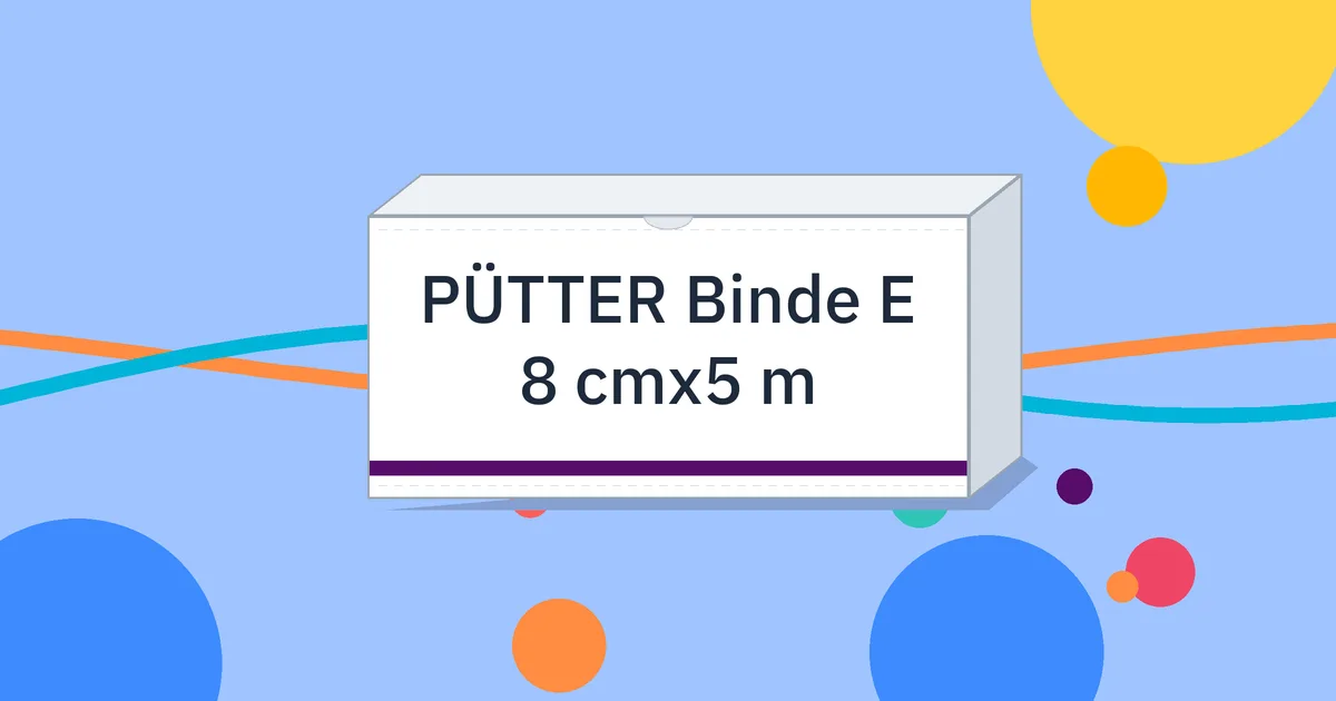 Symbolbild: Packung mit der Aufschrift PÜTTER Binde E 8 cmx5 m (PZN 20193395) – Verfügbarkeit und Bezug in Apotheken in Frankfurt am Main