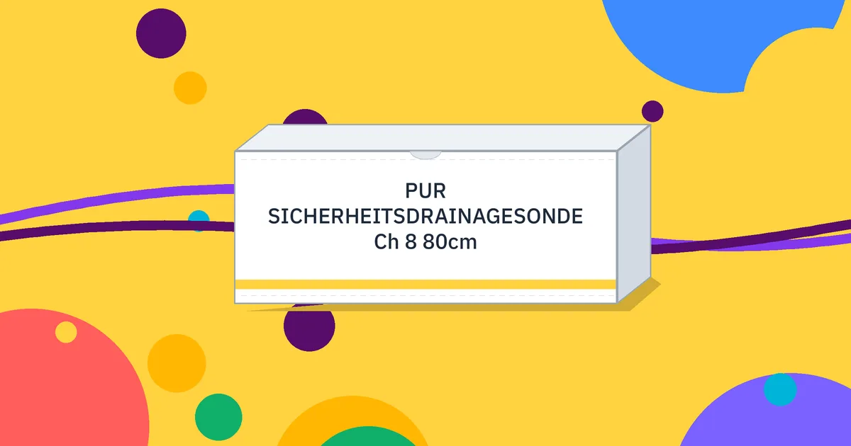Symbolbild: Packung mit der Aufschrift PUR SICHERHEITSDRAINAGESONDE Ch 8 80cm (PZN 19067946) – Verfügbarkeit und Bezug in Apotheken in Frankfurt am Main