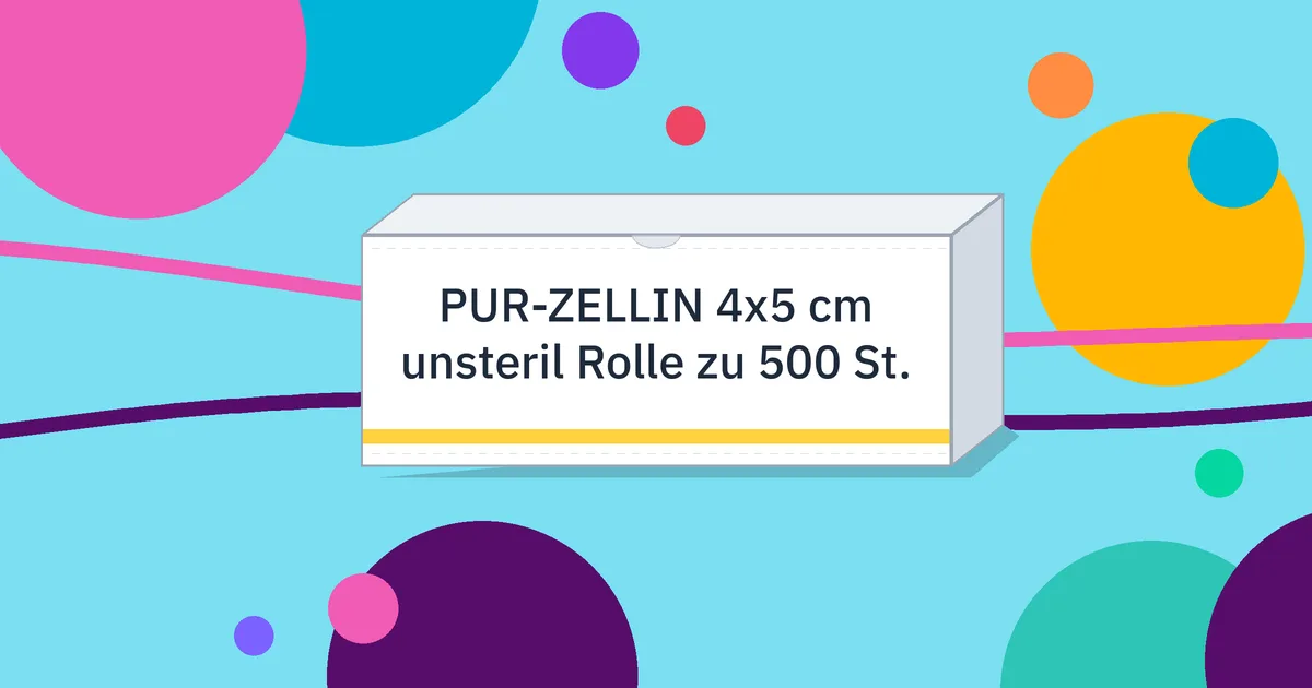 Symbolbild: Packung mit der Aufschrift PUR-ZELLIN 4x5 cm unsteril Rolle zu 500 St. (PZN 20392522) – Verfügbarkeit und Bezug in Apotheken in Frankfurt am Main