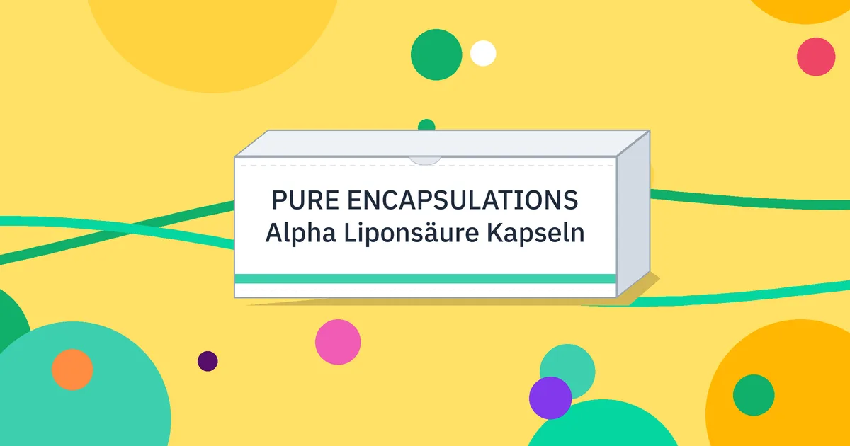 Symbolbild: Packung mit der Aufschrift PURE ENCAPSULATIONS Alpha Liponsäure Kapseln (PZN 06552172) – Verfügbarkeit und Bezug in Apotheken in Frankfurt am Main