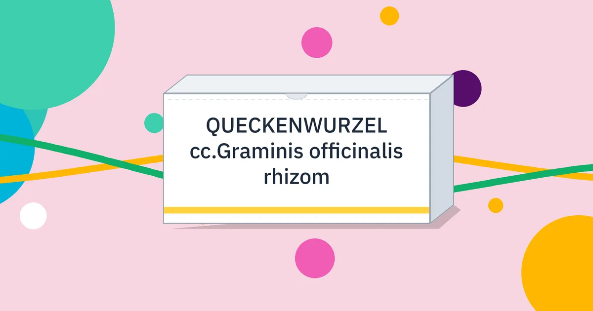 Symbolbild: Packung mit der Aufschrift QUECKENWURZEL cc.Graminis officinalis rhizom (PZN 20953883) – Verfügbarkeit und Bezug in Apotheken in Frankfurt am Main