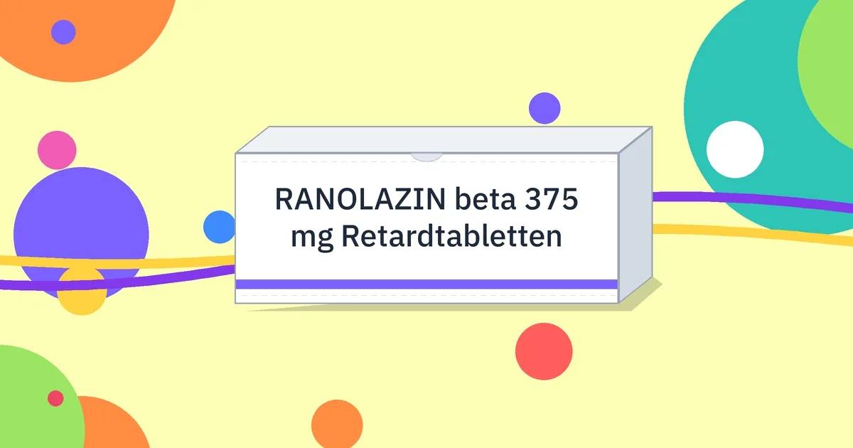 Symbolbild: Packung mit der Aufschrift RANOLAZIN beta 375 mg Retardtabletten (PZN 18354773) – Verfügbarkeit und Bezug in Apotheken in Frankfurt am Main