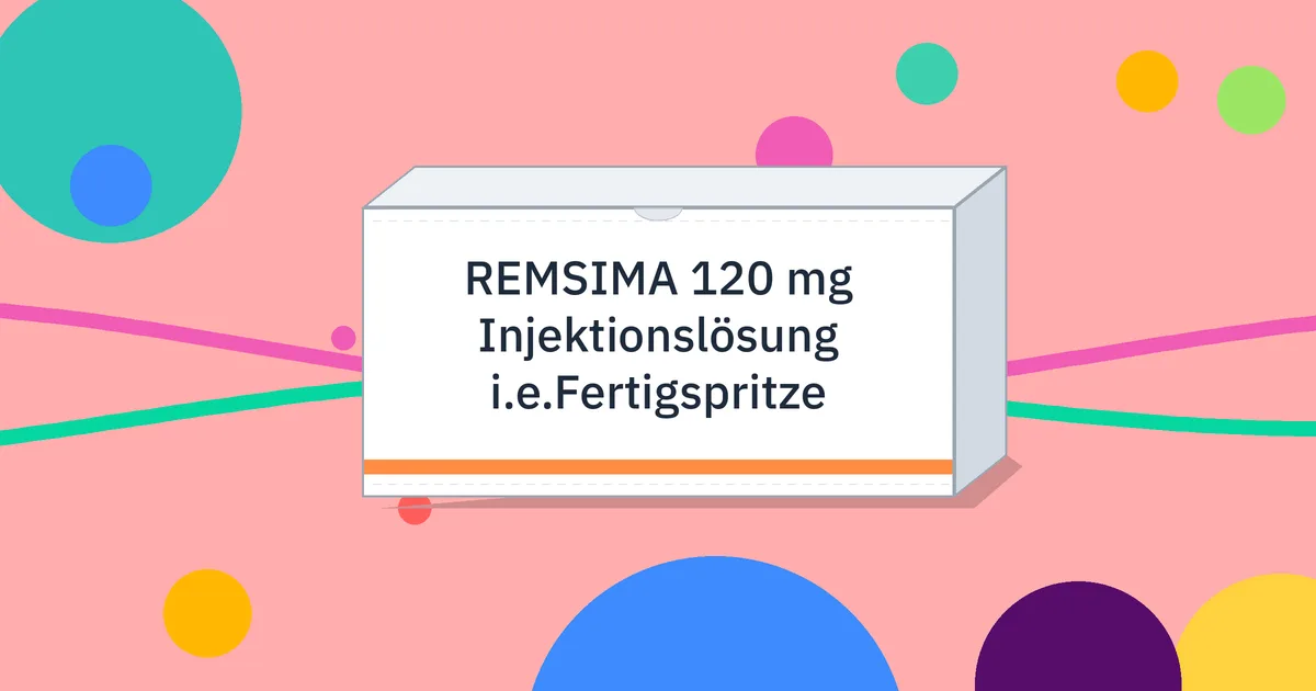 Symbolbild: Packung mit der Aufschrift REMSIMA 120 mg Injektionslösung i.e.Fertigspritze (PZN 20411136) – Verfügbarkeit und Bezug in Apotheken in Frankfurt am Main