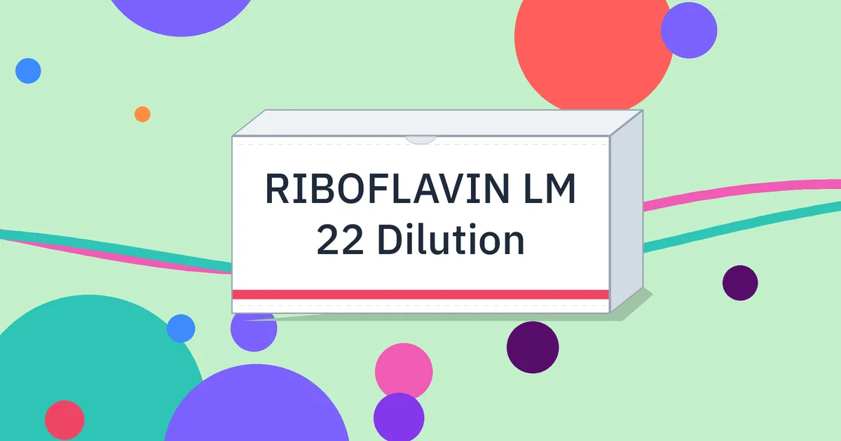 Symbolbild: Packung mit der Aufschrift RIBOFLAVIN LM 22 Dilution (PZN 13054552) – Verfügbarkeit und Bezug in Apotheken in Frankfurt am Main