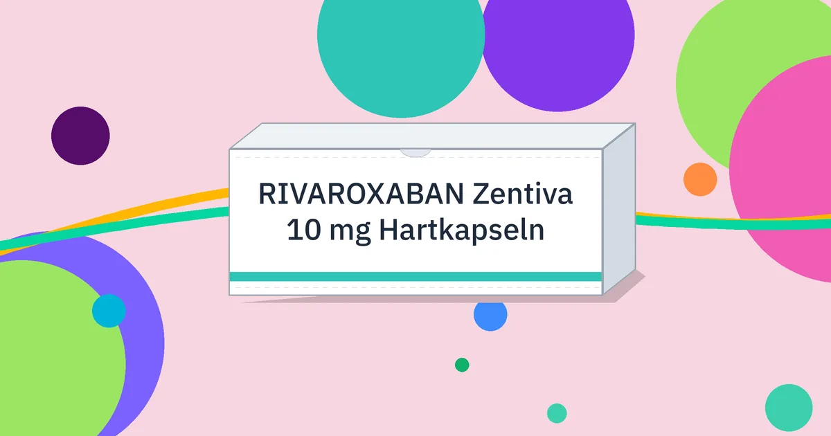 Symbolbild: Packung mit der Aufschrift RIVAROXABAN Zentiva 10 mg Hartkapseln (PZN 19077844) – Verfügbarkeit und Bezug in Apotheken in Frankfurt am Main