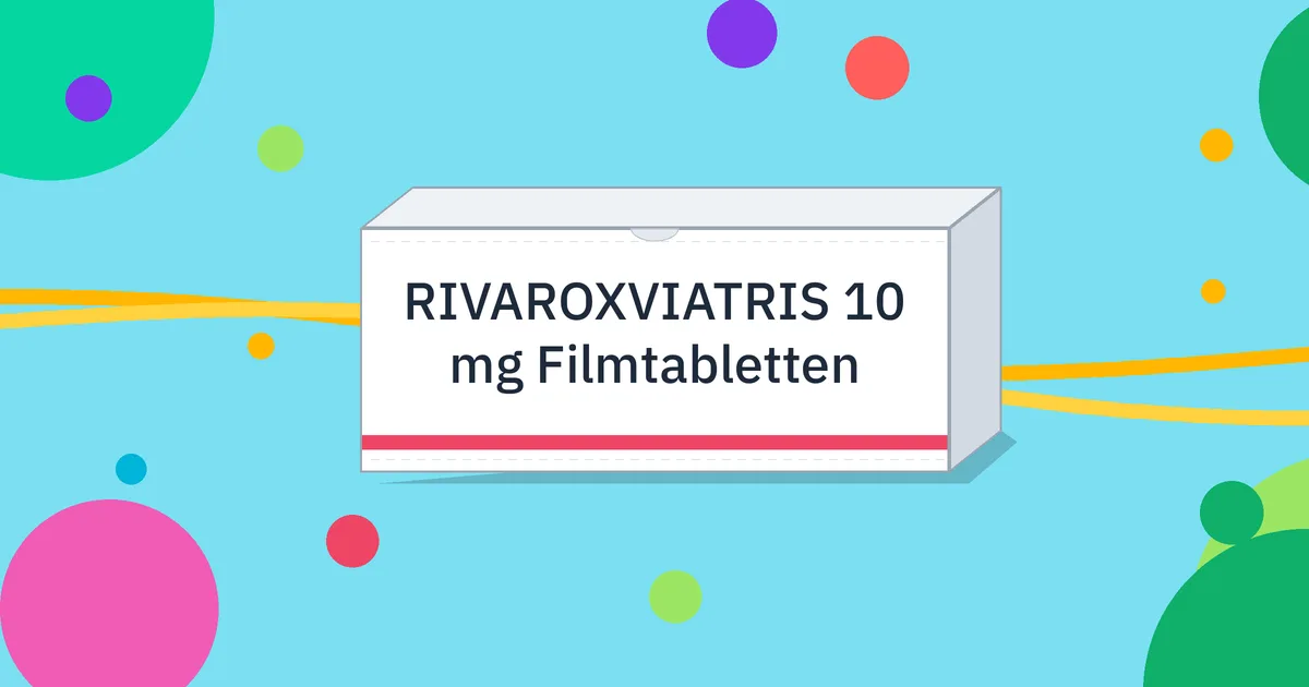 Symbolbild: Packung mit der Aufschrift RIVAROXVIATRIS 10 mg Filmtabletten (PZN 20088178) – Verfügbarkeit und Bezug in Apotheken in Frankfurt am Main