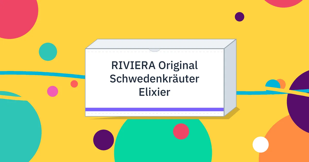Symbolbild: Packung mit der Aufschrift RIVIERA Original Schwedenkräuter Elixier (PZN 16333815) – Verfügbarkeit und Bezug in Apotheken in Frankfurt am Main