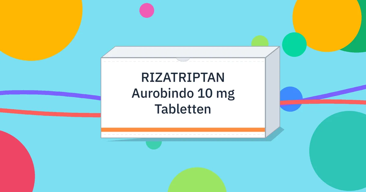 Symbolbild: Packung mit der Aufschrift RIZATRIPTAN Aurobindo 10 mg Tabletten (PZN 02160015) – Verfügbarkeit und Bezug in Apotheken in Frankfurt am Main