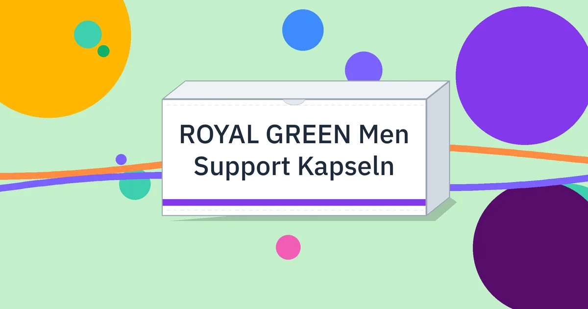 Symbolbild: Packung mit der Aufschrift ROYAL GREEN Men Support Kapseln (PZN 20175807) – Verfügbarkeit und Bezug in Apotheken in Frankfurt am Main